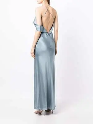 Michelle Mason Bias-cut One-shoulder Gown - Grey