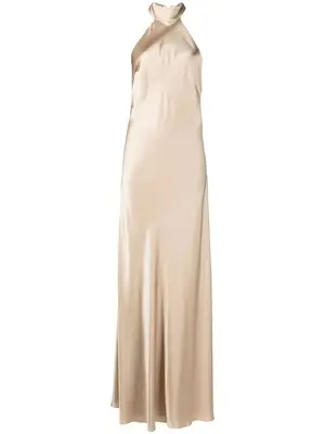 Michelle Mason Backless Halter-neck Gown - Gold