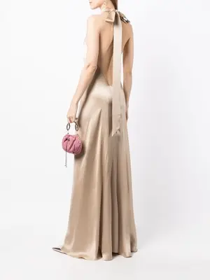 Michelle Mason Backless Halter-neck Gown - Gold