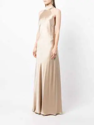 Michelle Mason Backless Halter-neck Gown - Gold