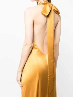 Michelle Mason Backless Halter-neck Gown - Gold