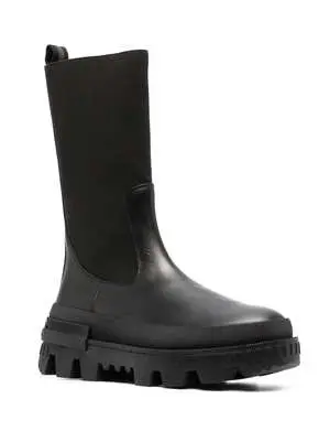 Moncler Ridged-sole Panelled Boots - Black