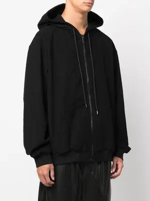 424 Textured Logo-embroidered Hoodie - Black