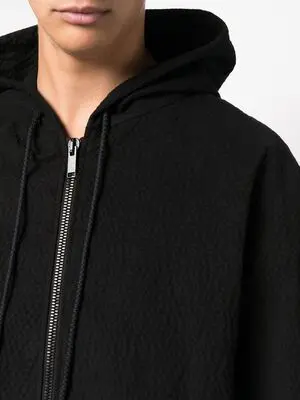 424 Textured Logo-embroidered Hoodie - Black