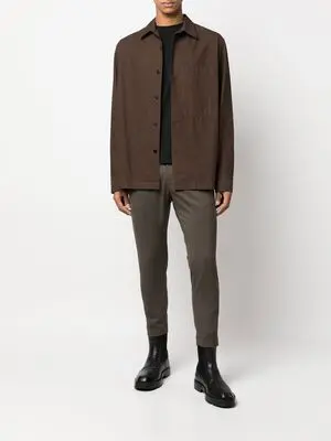 LOW BRAND Straight-leg Wool-blend Trousers - Brown