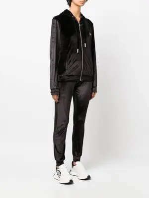 Philipp Plein Logo-patch Velvet-cotton Trousers - Black