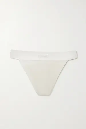 SKIMS Cotton Collection Ribbed Cotton-blend Jersey Thong - White