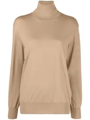 JIL SANDER Roll-neck Wool Jumper - Brown