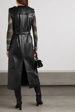 Acne Studios Double-breasted Belted Leather Coat
