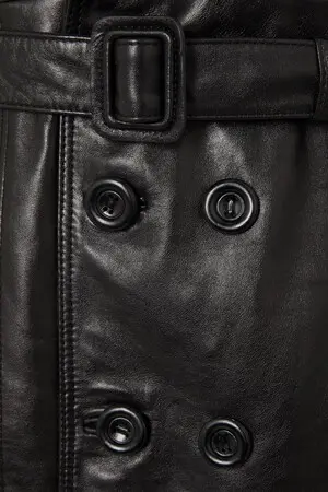 Acne Studios Double-breasted Belted Leather Coat