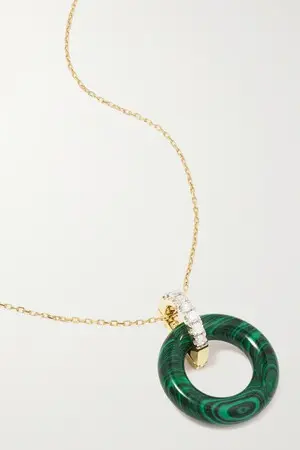 Mateo Donut 14-karat Malachite And Diamond Necklace - Green
