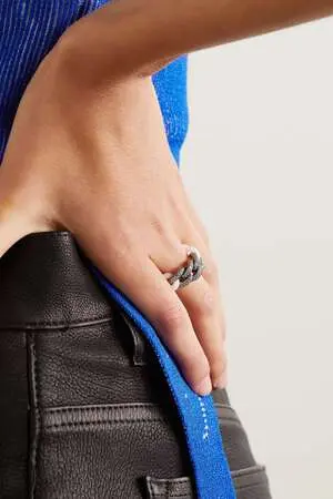 Shay SHAY Ceramic, 18-karat Blackened Gold And Diamond Link Ring Gold