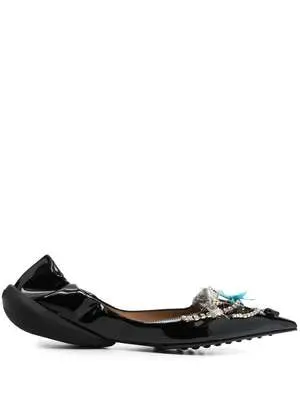 13 09 SR 20mm Crystal-embellished Ballerina Shoes - Black