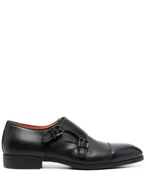 Santoni Double-buckle Leather Monk Shoes - Black
