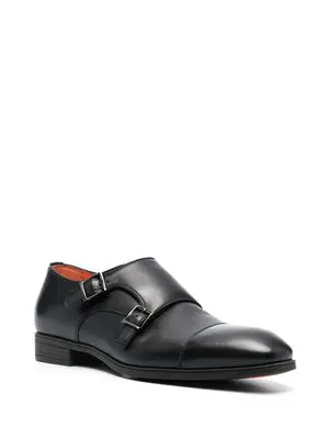 Santoni Double-buckle Leather Monk Shoes - Black