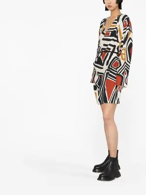 Dsquared2 Geometric Print Wrap Dress - White
