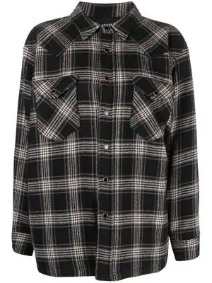 WASHINGTON DEE-CEE Check-pattern Beaded Shirt Jacket