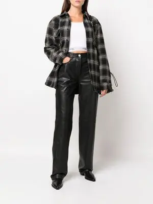 WASHINGTON DEE-CEE Check-pattern Beaded Shirt Jacket