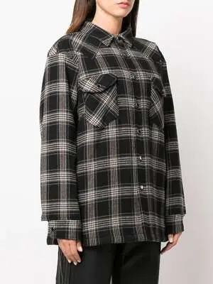 WASHINGTON DEE-CEE Check-pattern Beaded Shirt Jacket