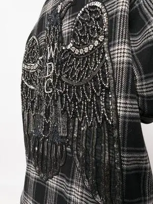 WASHINGTON DEE-CEE Check-pattern Beaded Shirt Jacket
