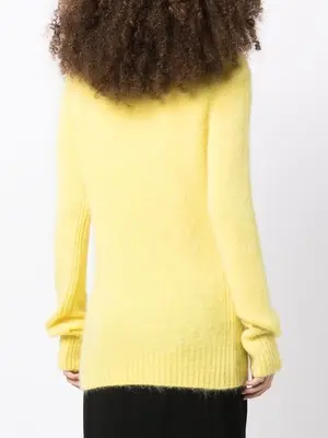 GANNI Logo-embroidered Crew-neck Sweater - Yellow