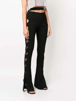 ANDREĀDAMO Cut-out Flared Trousers - Black