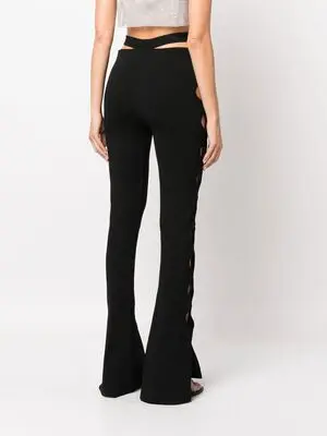 ANDREĀDAMO Cut-out Flared Trousers - Black