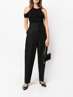 Tory Burch High-waisted Tapered Trousers - Black