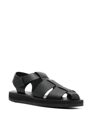THE ROW Fisherman Leather Sandals - Black