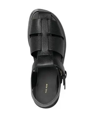 THE ROW Fisherman Leather Sandals - Black