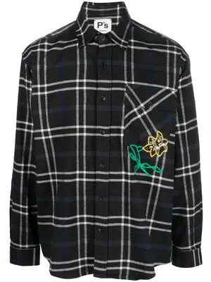 PRESIDENT’S Embroidered-floral Check Shirt