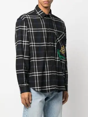 PRESIDENT’S Embroidered-floral Check Shirt