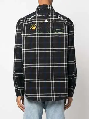 PRESIDENT’S Embroidered-floral Check Shirt