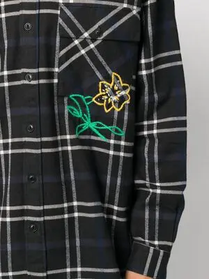 PRESIDENT’S Embroidered-floral Check Shirt
