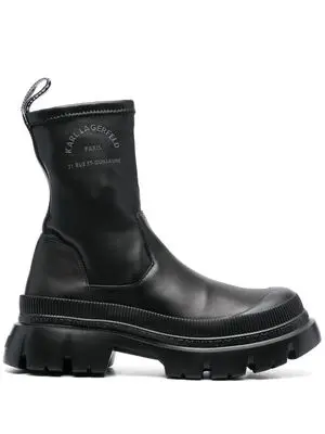 Karl Lagerfeld Logo-print Chunky Leather Boots