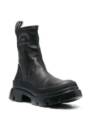Karl Lagerfeld Logo-print Chunky Leather Boots