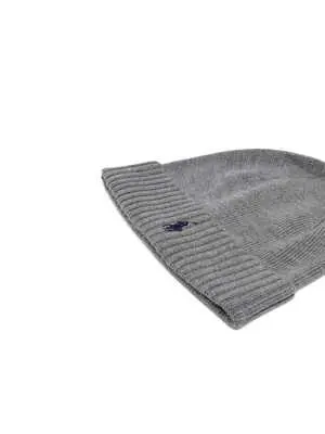 Polo Ralph Lauren Embroidered-logo Ribbed Beanie - Grey