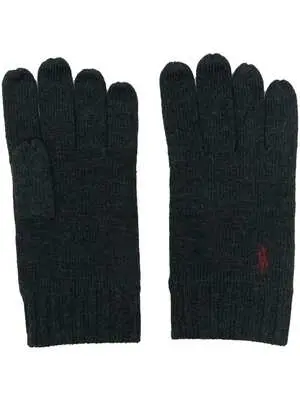 Polo Ralph Lauren Logo-embroidered Wool Gloves - Grey