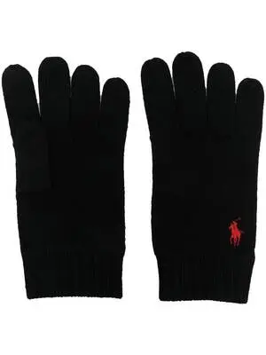 Polo Ralph Lauren Logo-embroidered Wool Gloves - Black