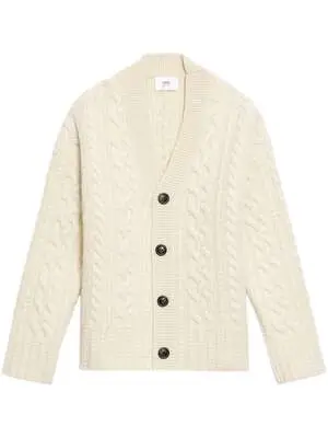 Ami V-neck Cable Knit Cardigan