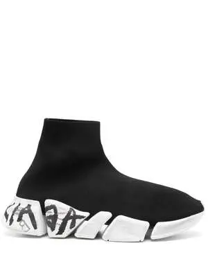 Balenciaga Speed 2.0 Graffiti Sock Sneakers - Black