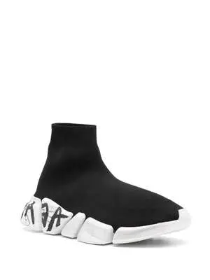 Balenciaga Speed 2.0 Graffiti Sock Sneakers - Black