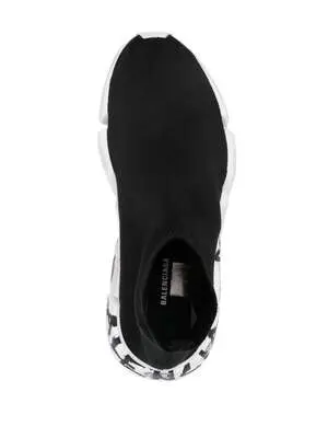 Balenciaga Speed 2.0 Graffiti Sock Sneakers - Black