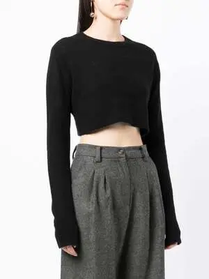 Cashmere In Love Como Cropped Jumper - Black