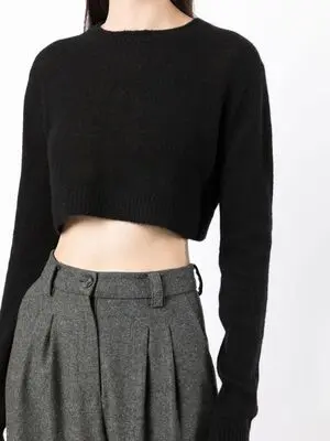 Cashmere In Love Como Cropped Jumper - Black
