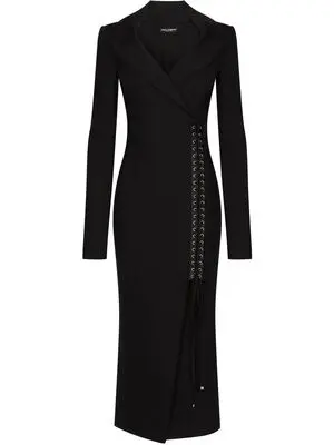 Dolce & Gabbana Lace-up Midi Coat Dress - Black
