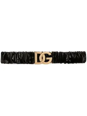 Dolce & Gabbana Dg-logo Patent Leather Belt - Black