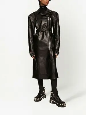 Dolce & Gabbana Belted Leather Coat