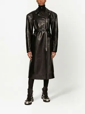 Dolce & Gabbana Belted Leather Coat