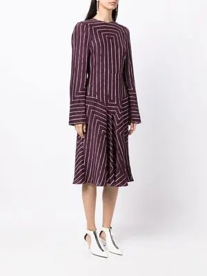 Stella McCartney Striped Silk Midi Dress